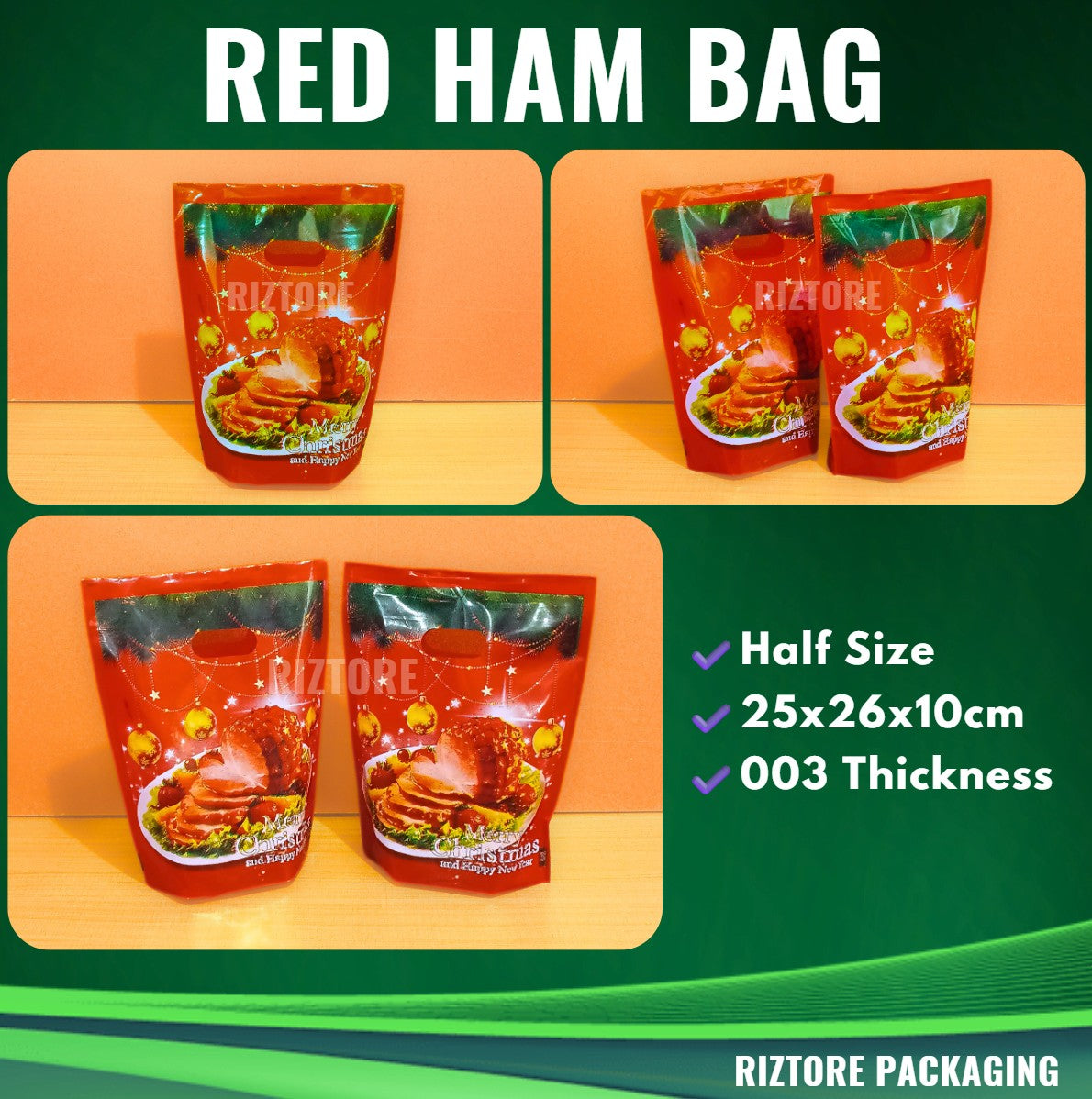 Christmas Ham Bag / Pouch Half Size 50pcs – Riztore Packaging
