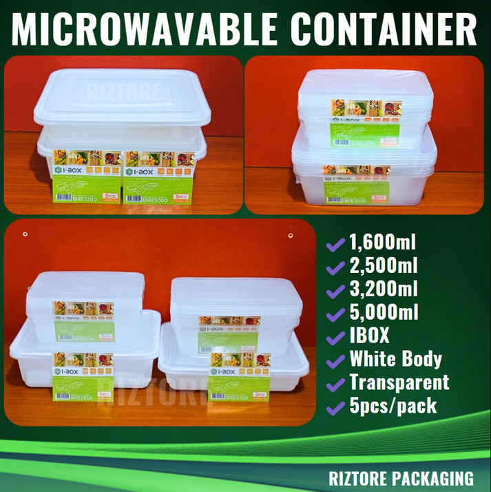 IBOX Microwavable Rectangle / Party Tray 1600ml, 2500ml, 3200ml and 50 – Riztore Packaging