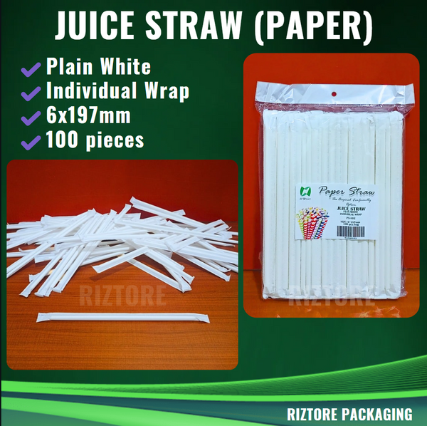 Individually Wrap Paper Straw Plain White (Juice Straw, Bending Straw ...