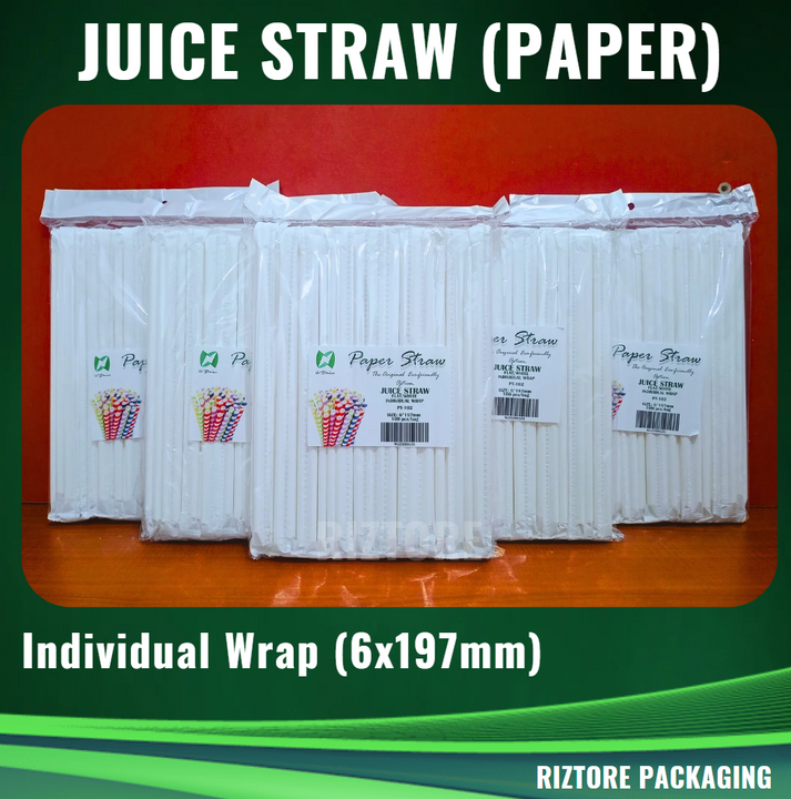Individually Wrap Paper Straw Plain White (Juice Straw, Bending Straw ...