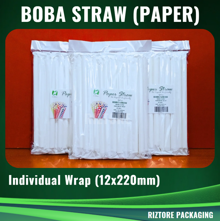 Individually Wrap Paper Straw Plain White (Juice Straw, Bending Straw ...