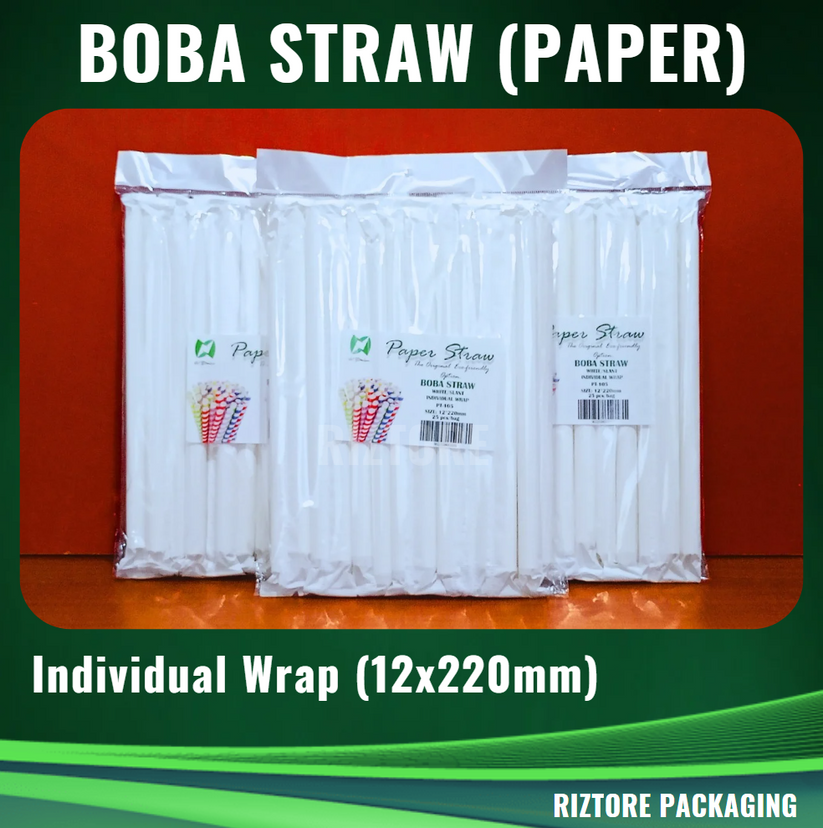 Individually Wrap Paper Straw Plain White (Juice Straw, Bending Straw ...