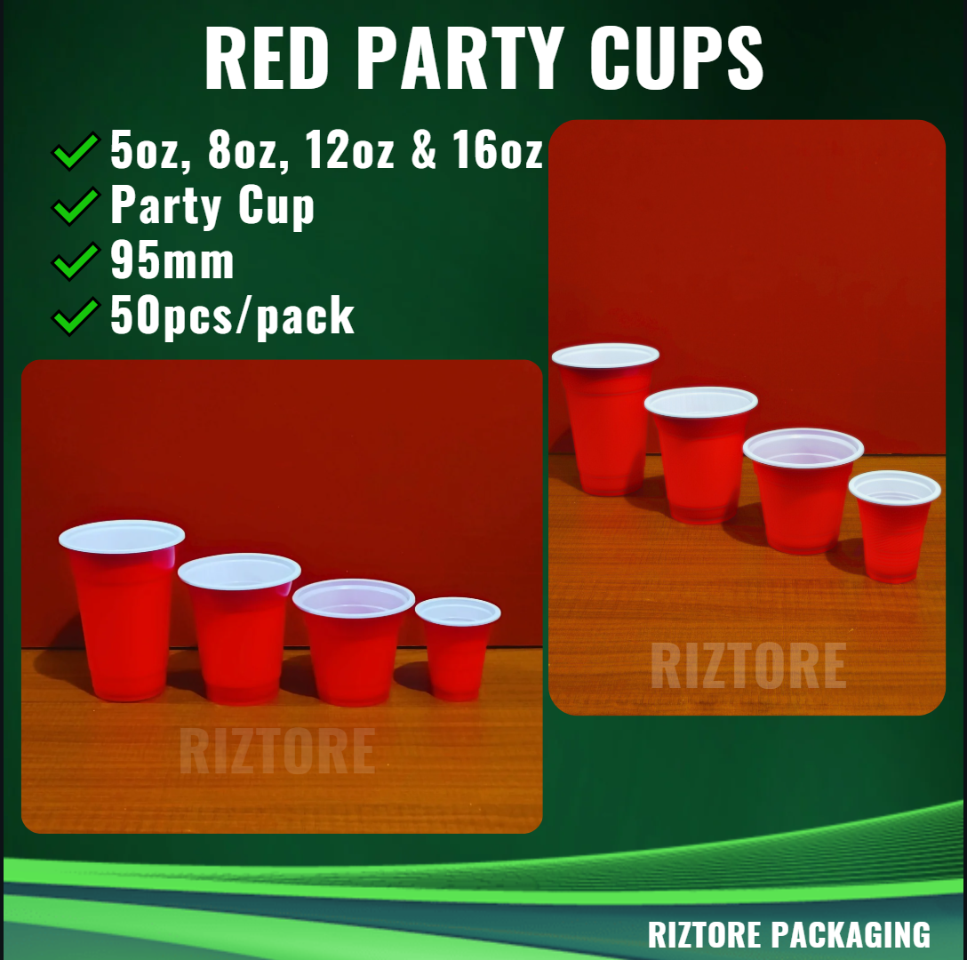 Red Party Cups 100 pcs – Riztore Packaging
