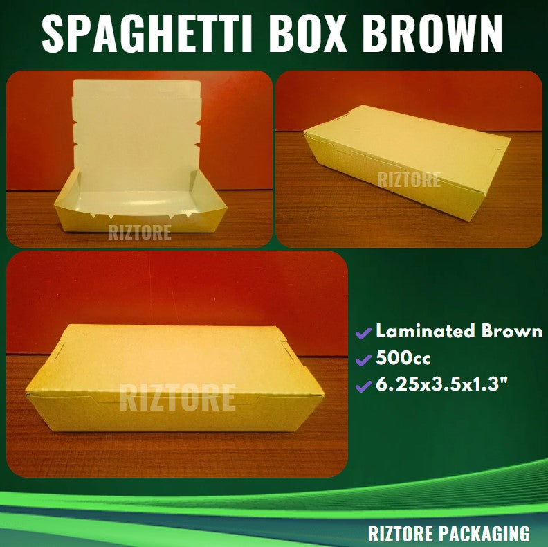 Spaghetti Box (Laminated Brown) 500cc – Riztore Packaging